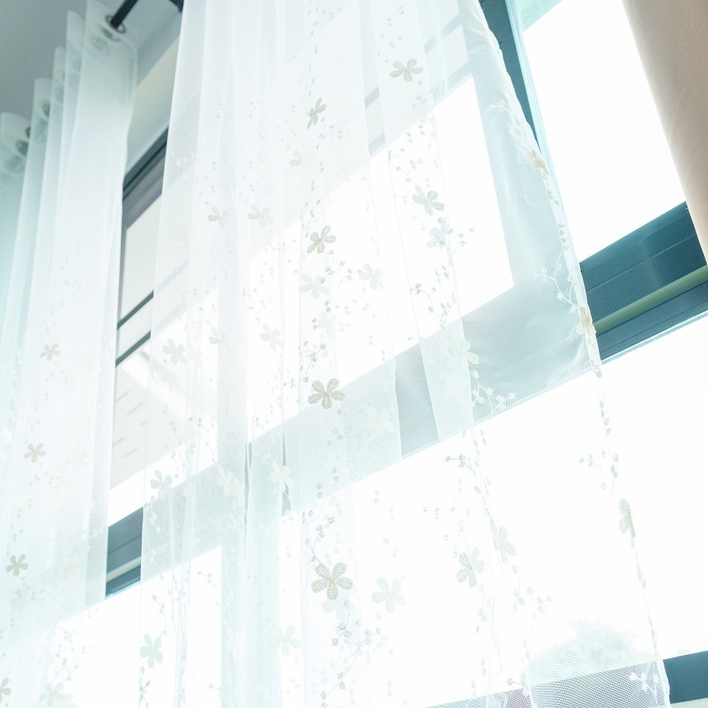 New 2024 "" White Door Curtain Translucent Fabric Embroidered Floral ...