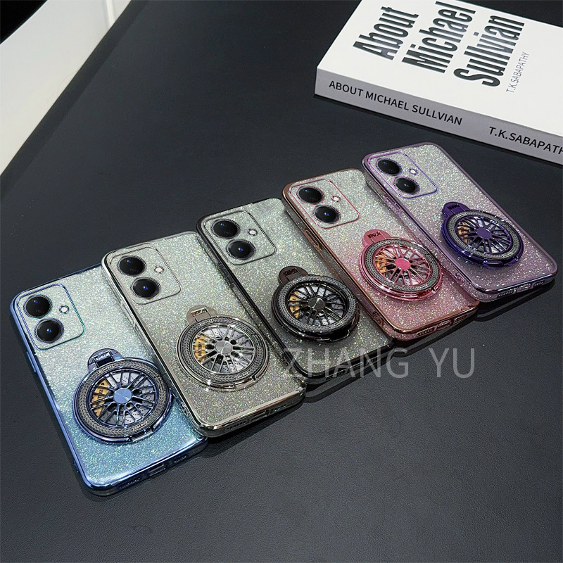 Casing OPPO A79 5G phone case electroplated 3D turntable bracket soft ...