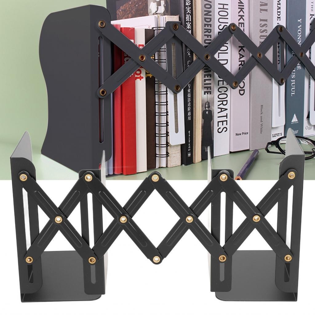 Keaostore Bookends Retractable Simple Black Small Rounded Edges ...