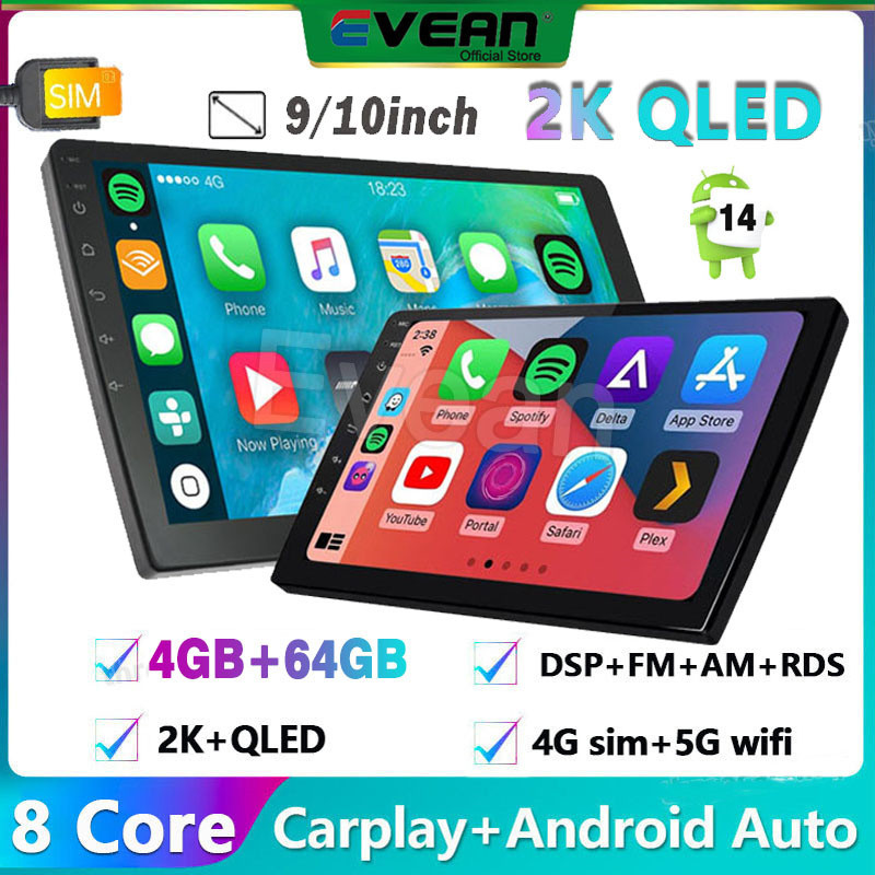 Android 14 Qled 2k Screen Evean 4g 64g Octa Core 2k Car Android
