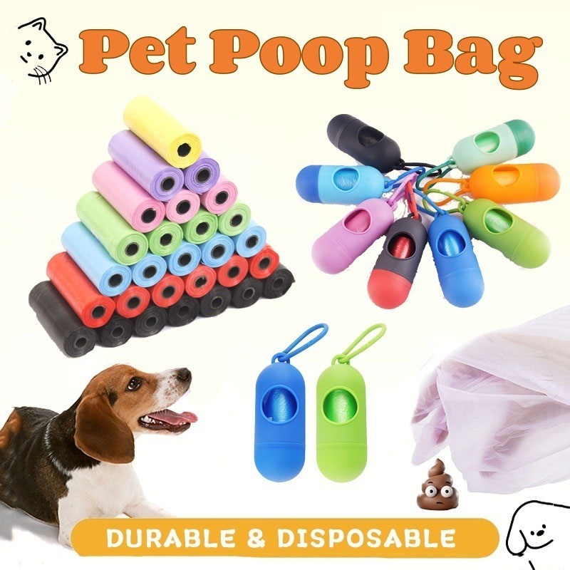 Pet Poop Bag Colored Disposable Clean Up Waste Poop Portable Capsule ...