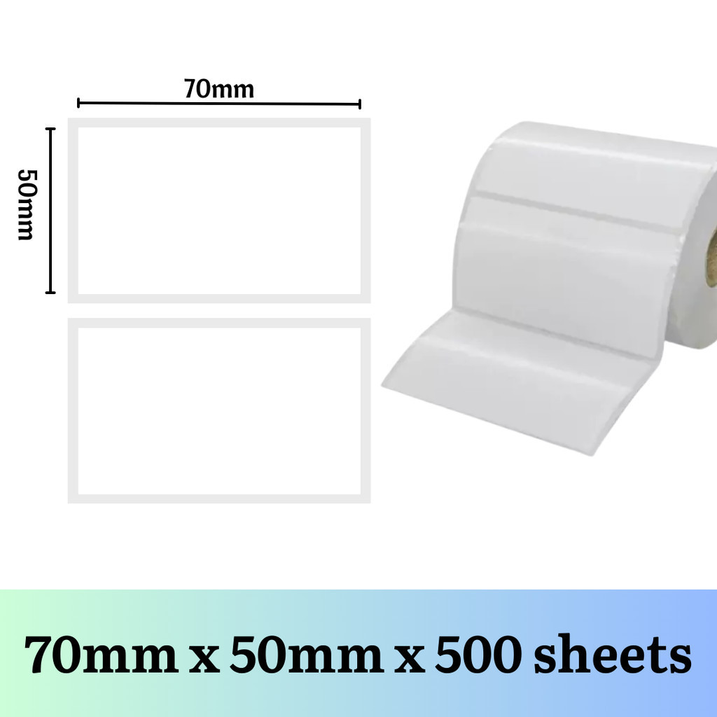 (100pcs) Thermal Label Sticker Adhesive Barcode Sticker 70mm x 50mm x ...
