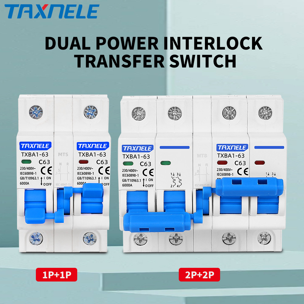 1P+1P 2P+2P MTS AC Dual Power Manual Transfer Switch Circuit Breaker ...