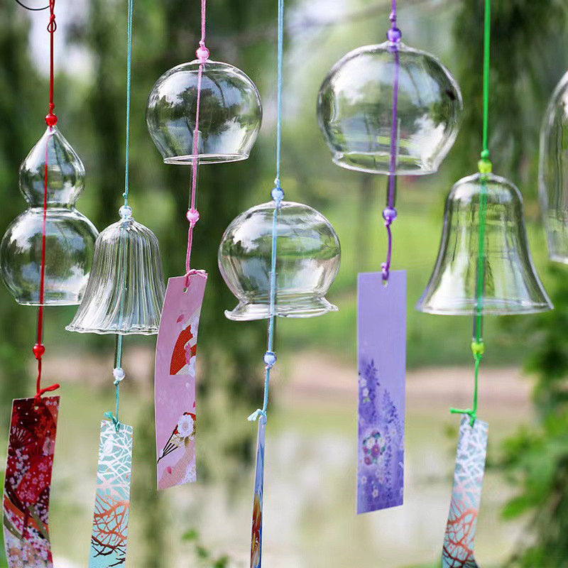 Transparent Glass Wind Chimes Japanese Style Door Window Bell Hanging ...