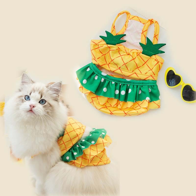 Dog Swimsuit Pineapple Shape Bikini Sling Swimwear Pet Dog Clothes ...