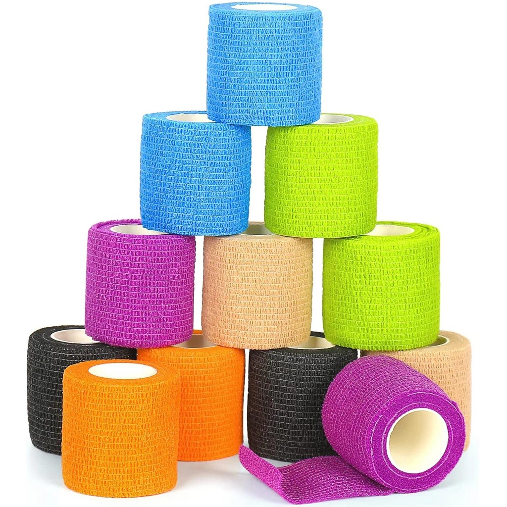 12 Roll Cohesive Bandage Tape Vet Wrap Self Adherent Wrap for Medical ...
