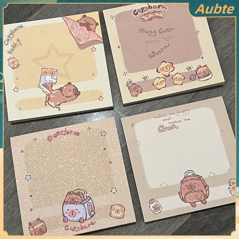 Aubte 50 Sheets/book Cute Capybara Sticky Note Cartoon Thickened Cute ...