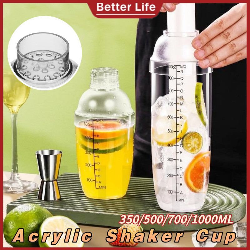 Acrylic Transparent Double Scale Shaker Cup Wine Cocktail Juice Barware ...