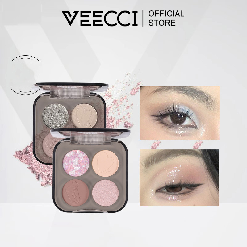 VEECCI Eyeshadow Palette Matte Glitter Shine Waterproof Wear Makeup For ...