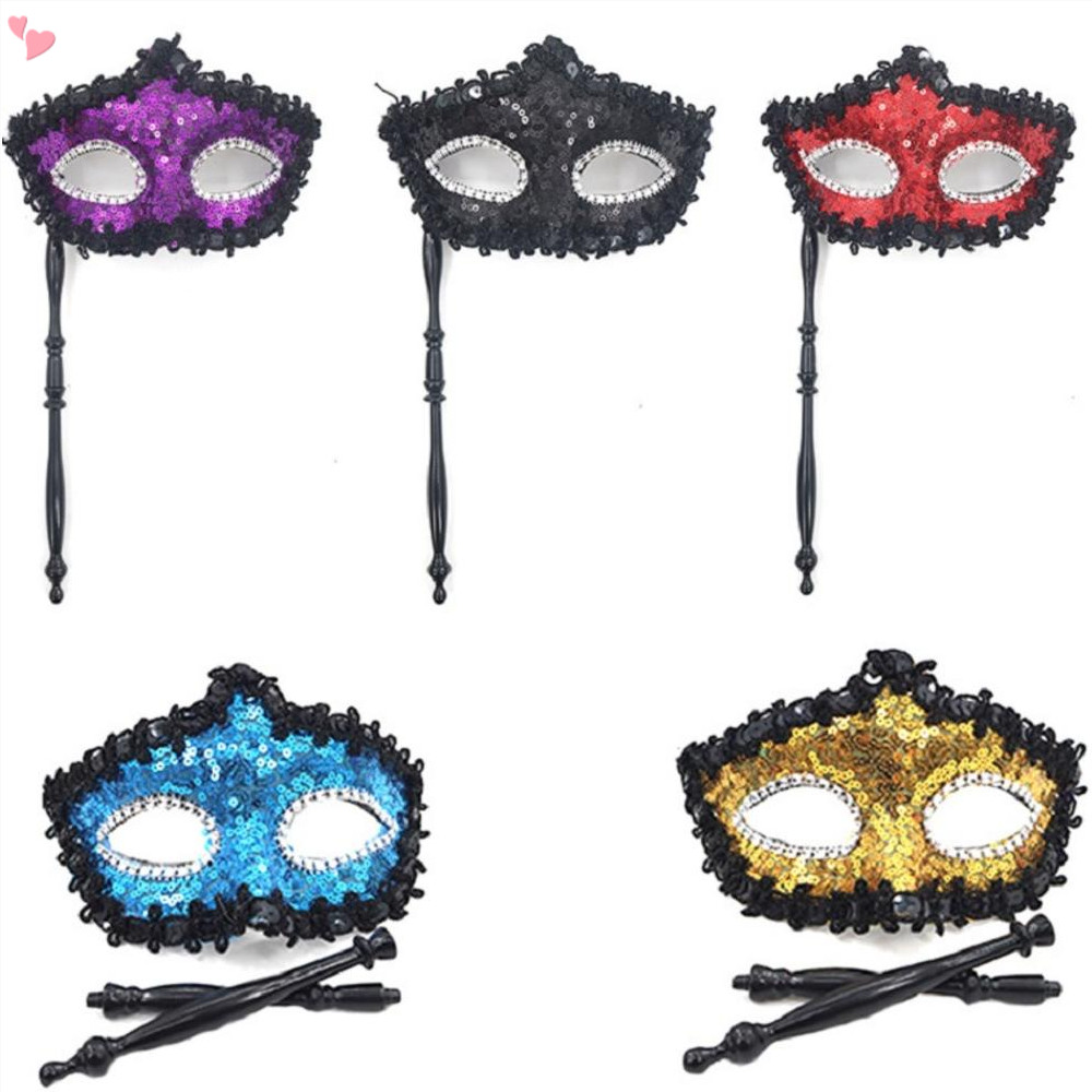 Handheld Masquerade Masks with Stick Mardi Gras Masks Fancy Dress Masks ...