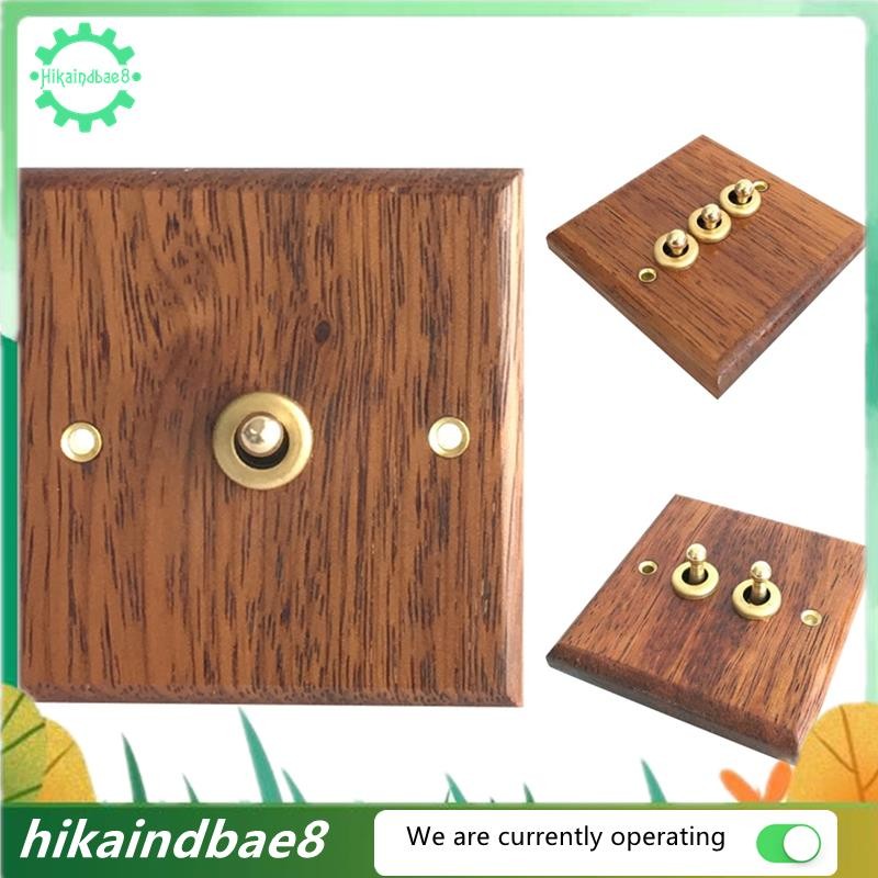 [hIkAi] 86 Type Solid Wood Panel Switch Wall Light Retro Brass Toggle ...