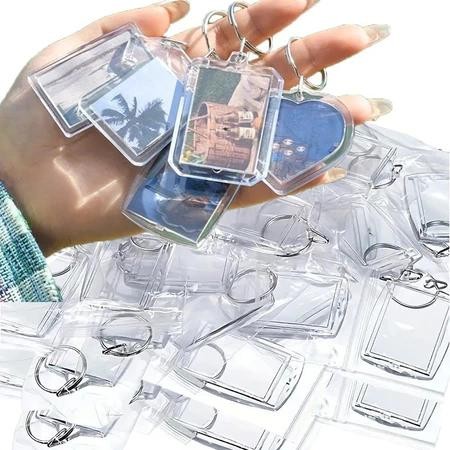 10pcs Acrylic Keychain Photo Insert Frame Keychain Keyring Double Sided ...