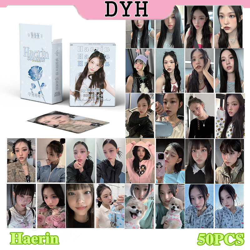 50pcs/box NewJeans Haerin Laser Card Photocards Holographic LOMO Card KPOP Album | Shopee ...