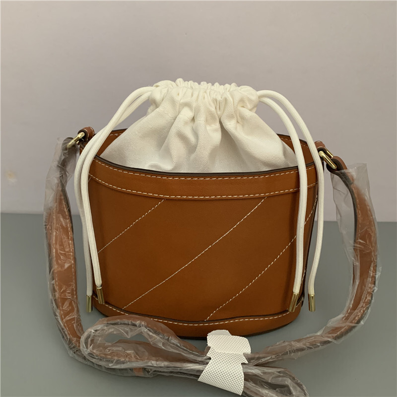 One Piece Free Shipping Estee Lauder Brown Small Bucket Bag Retro ...