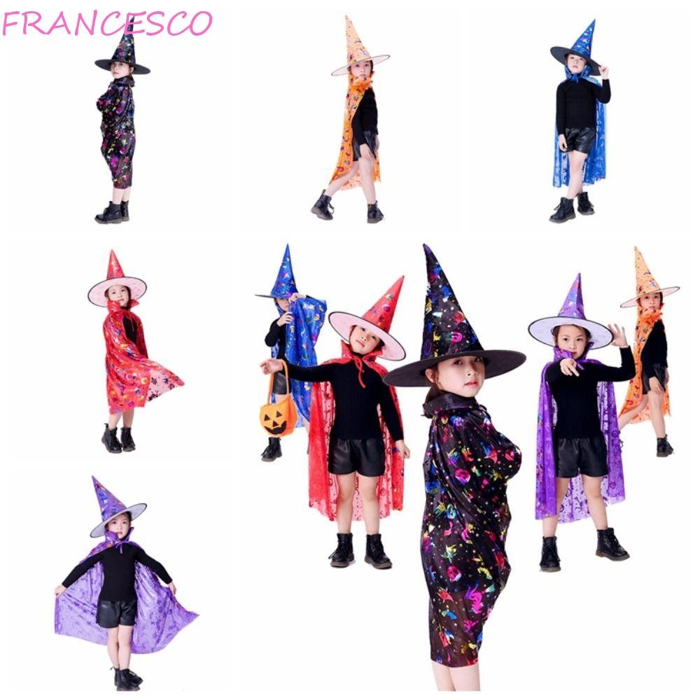 FRANCESCO Witch Cloak Cape with Hat, Star Sequin Halloween Clothing ...