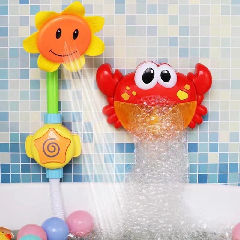 Baby Bath Toy Crab Spit Bubble Playing Water Bath Electric Sunflower ...