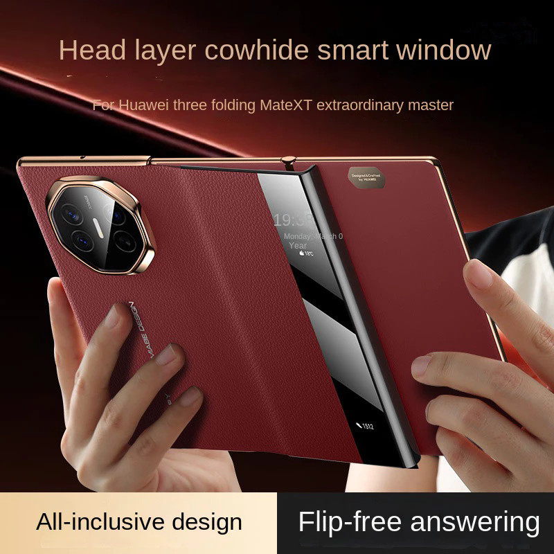 Leather Side Window Smart Leather Case For Huawei Mate XT Ultimate Thin ...