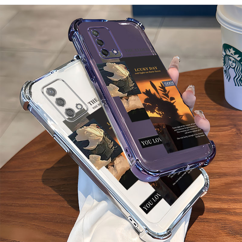 Fall prevention 】Case For OPPO A74 A95 TPU phone case latest sunset ...