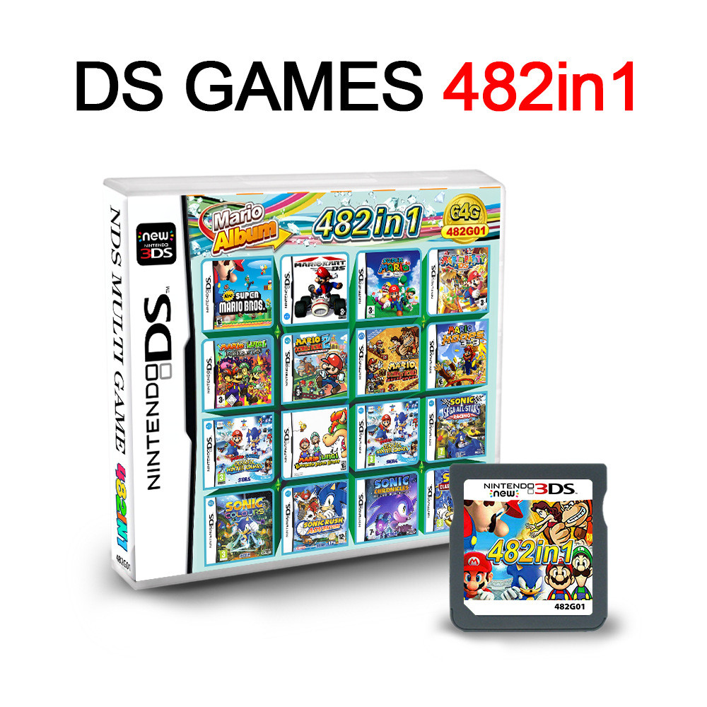 482 in 1 DS Game Card Cartridge Video Game Console Card suitable for NDS/2DS/NDSL/NDSI/3DS/3DSLL ...