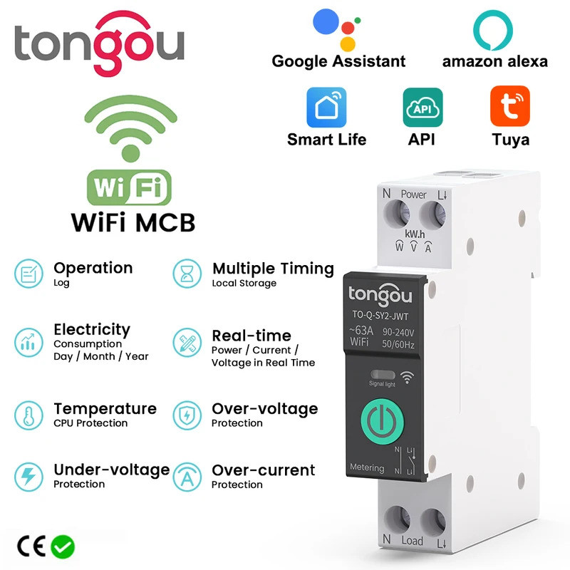TUYA WiFi MCB Smart Circuit Breaker Over Current Under Voltage ...
