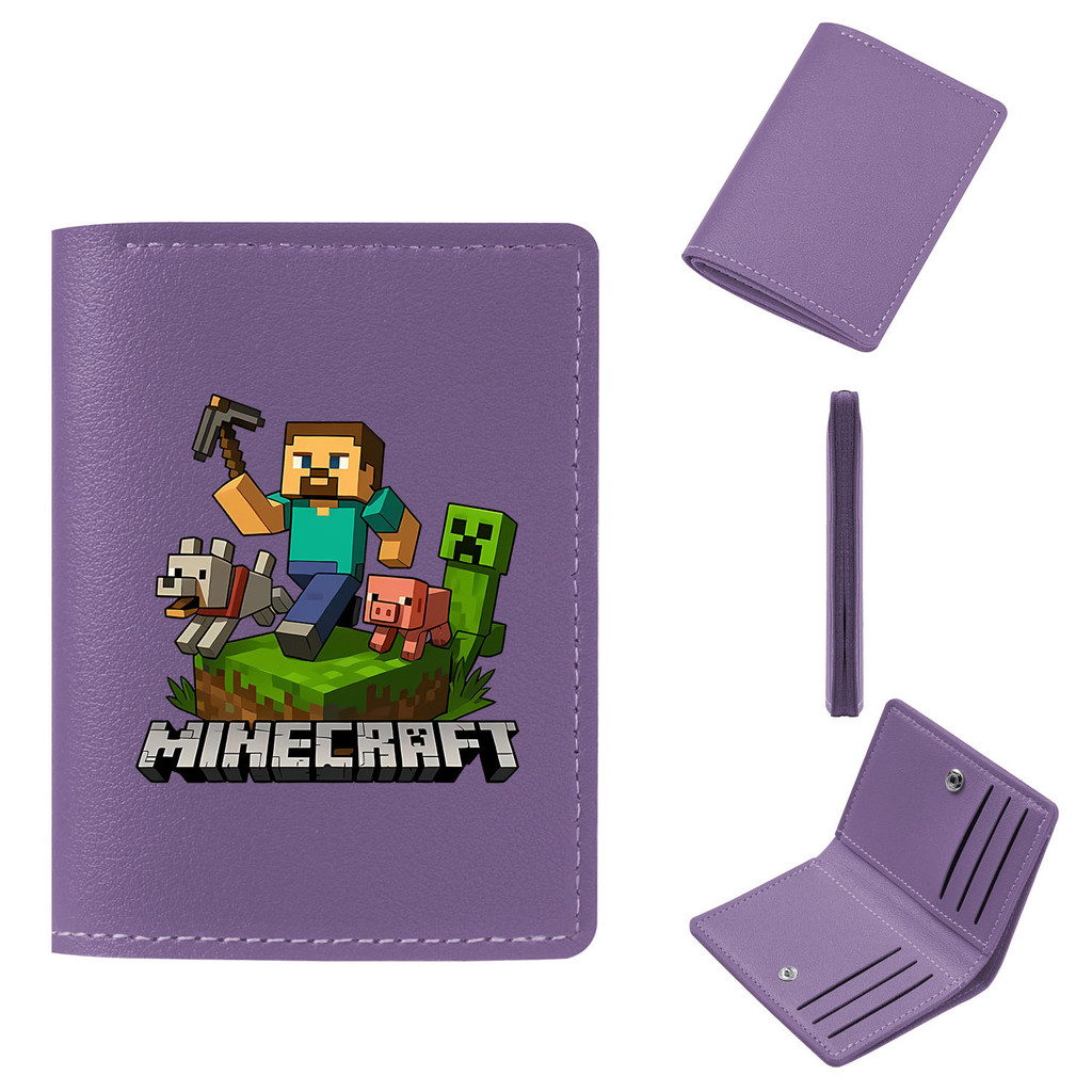 Anime Minecraft Card Holder Mini Wallet PU Purse ID Card Driver License ...
