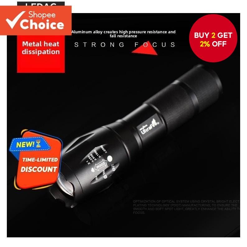 Outdoor telescopic zoom long-range high brightness flashlight mini tail ...