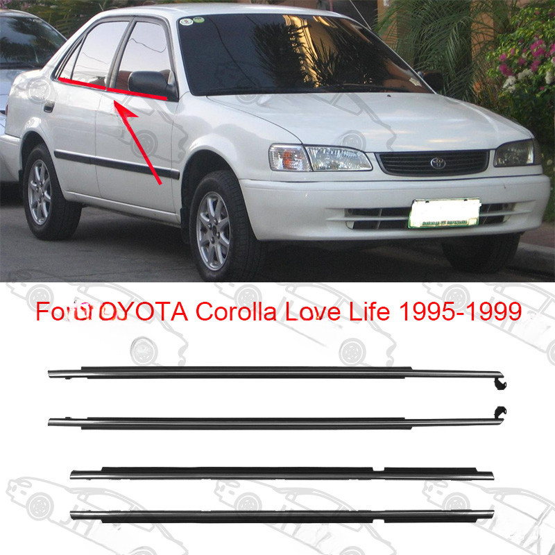 4 pcs CHROME OUTER RUBBER MOLDING WEATHERSTRIP seal For TOYOTA COROLLA ...