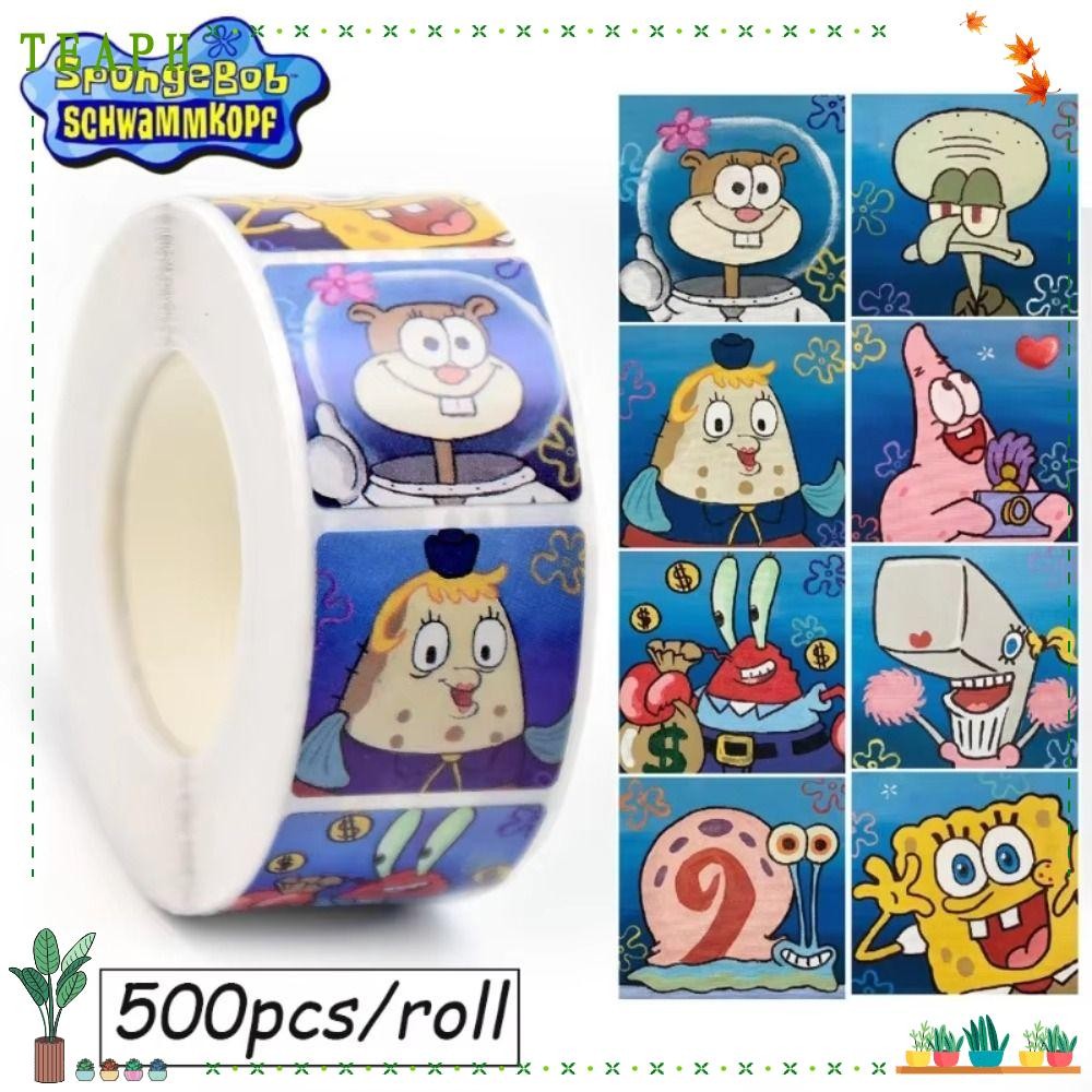 TEAPH 500Pcs/Roll SpongeBob Patrick Star Stickers, Self-adhesive ...