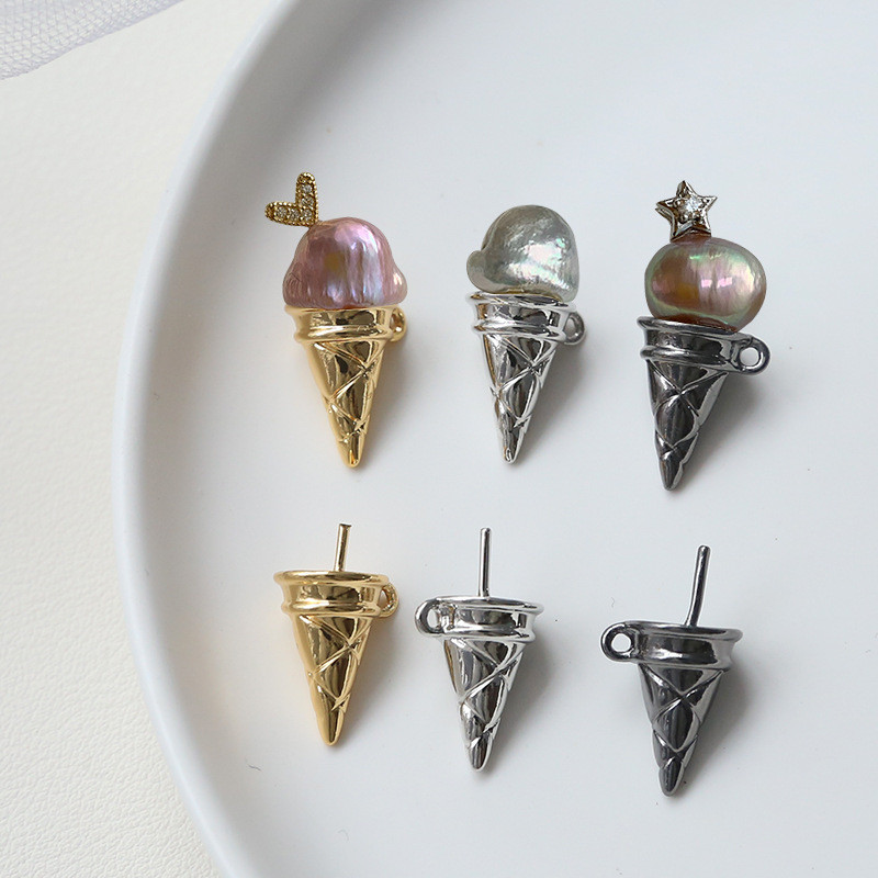 Baroque Pearl Accessories Ice Cream Cone PendantdiyHandmade Ornament ...