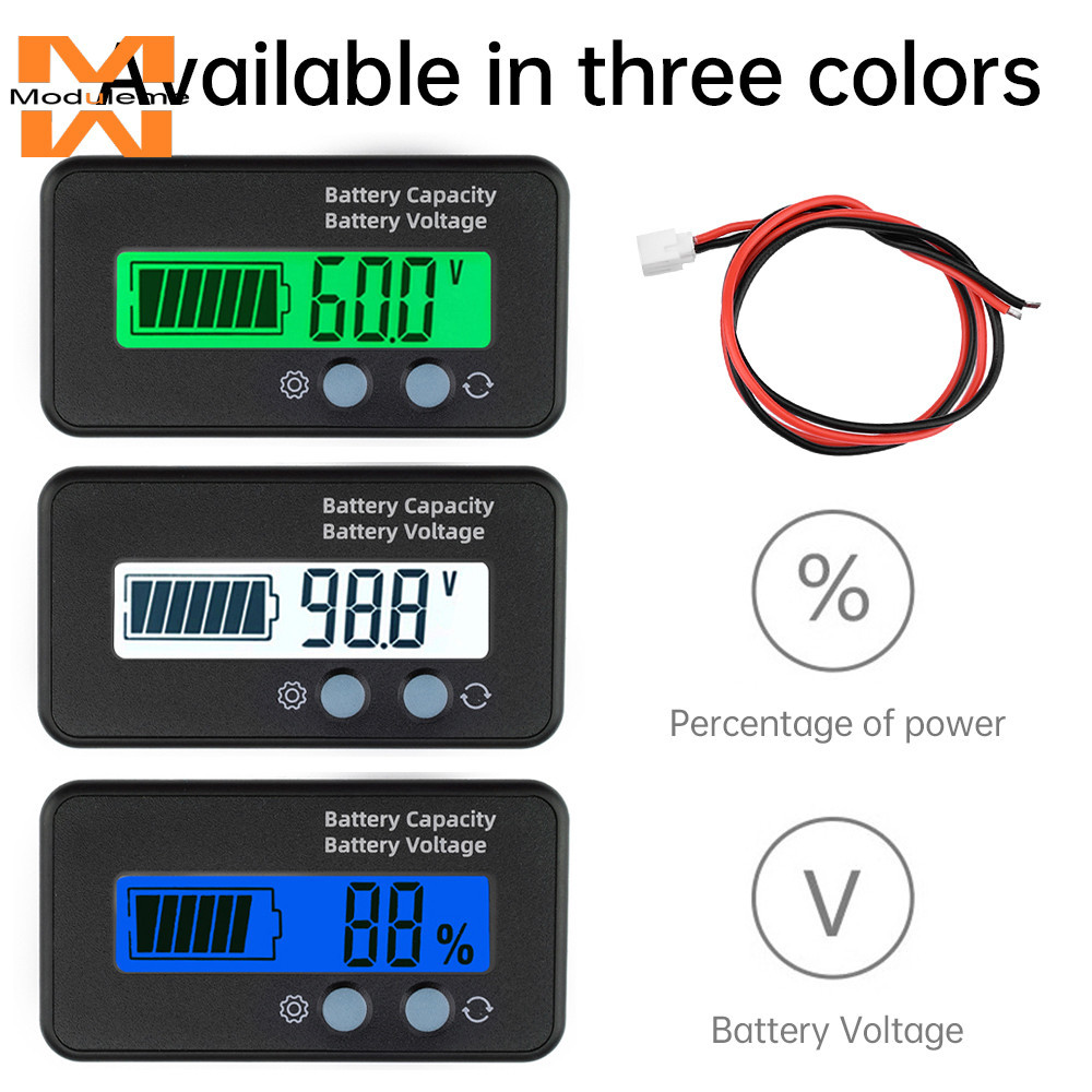 DC 6-100V LCD Digital Voltage Indicator with Switch Acid Battery Li-Ion ...