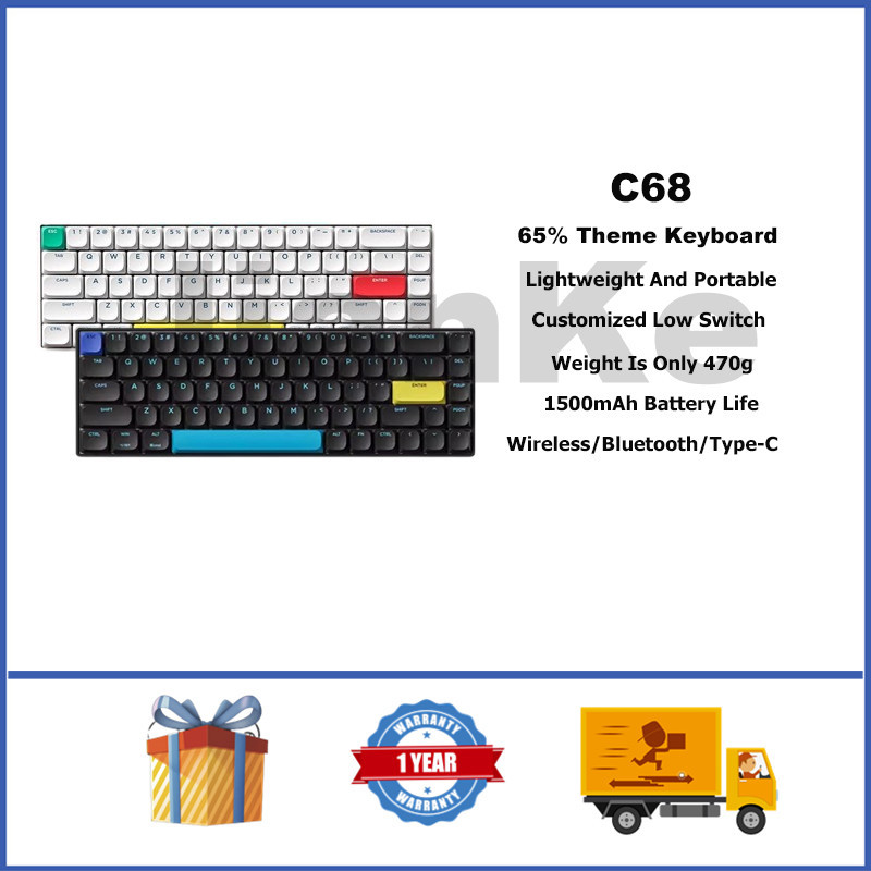 Xinmeng C68 Low Switch Mechanical Keyboard 65% Ultra-Thin Portable Mute ...