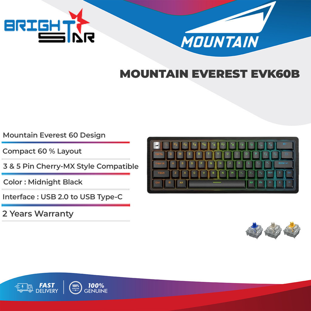 MOUNTAIN EVEREST 60 RGB 60% Mechanical Keyboard - Linear/Speed/Tactile ...