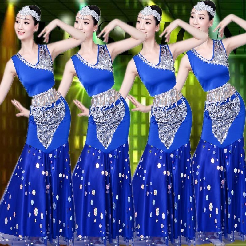 National Dance Costume Adult Female National Dance Slim-fit Peacock ...