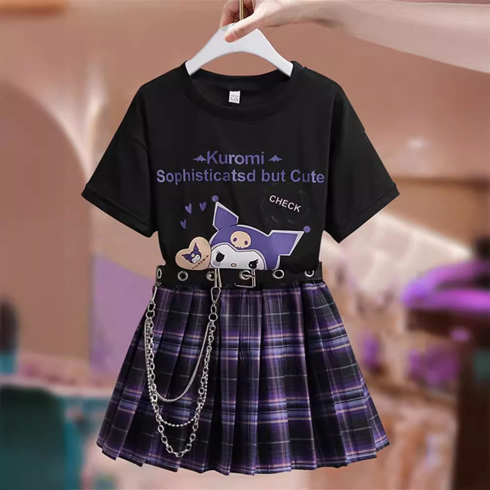 Cartoon Kuromi Terno for Kids Girl 2 Pcs Set Black Sanrio Tshirt JK ...