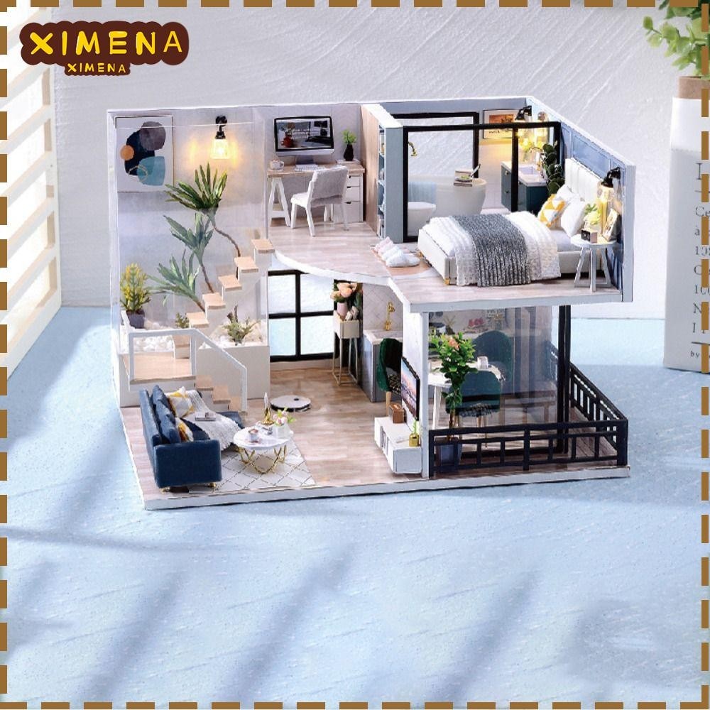XIMENA Doll House Kit, Wooden Mini Doll House Model, Loft Handmade ...