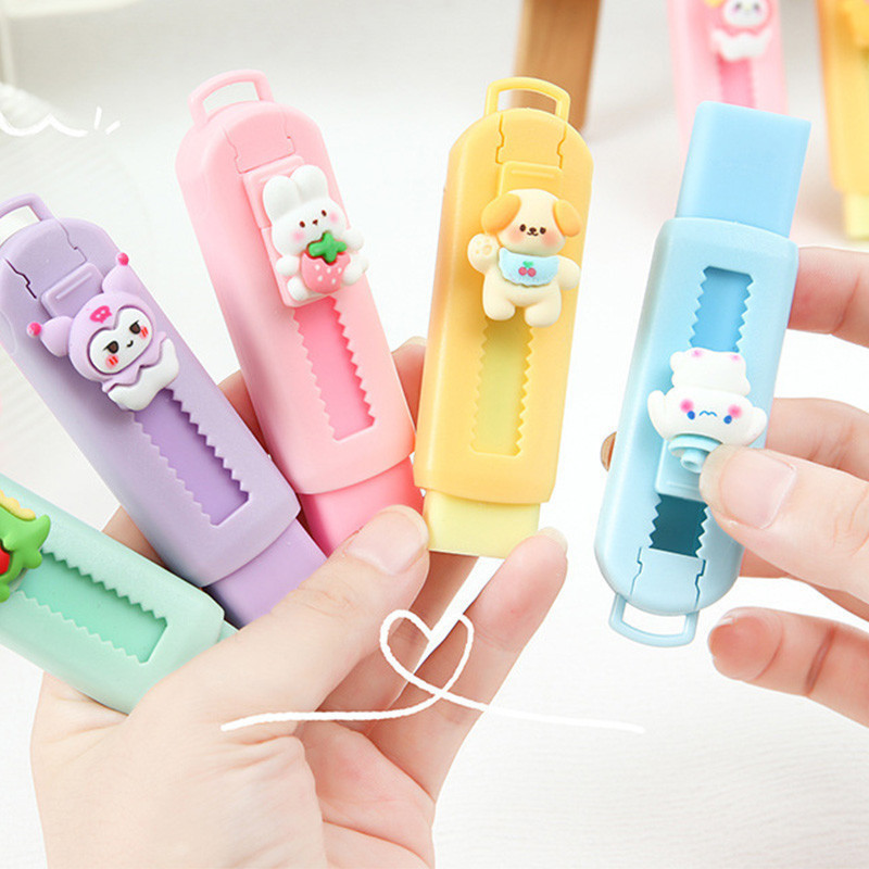 Cartoon Cute Kuromi Cinnamon Roll Push Pull Elastic Eraser Exam ...