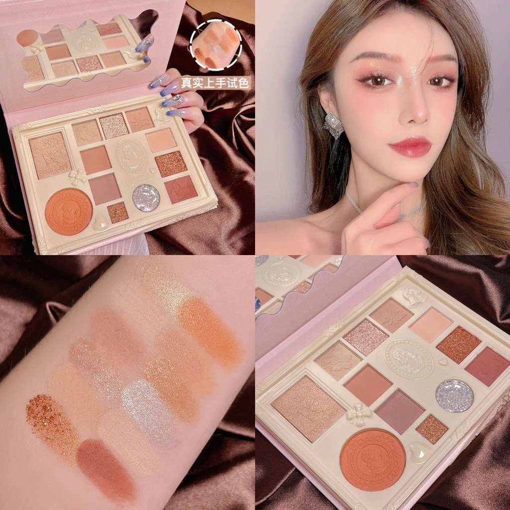 12 Colors Daily Eyeshadow High Gloss Blush All-in-One Palette Lace Book ...