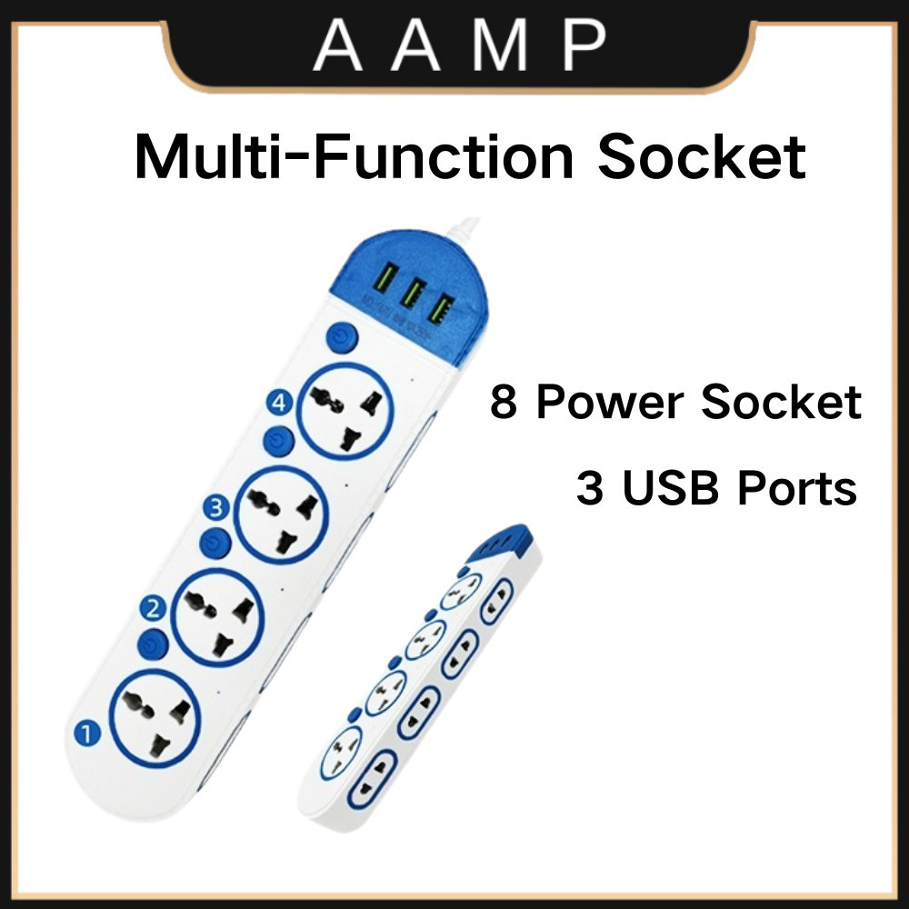 Multi Function Socket Extension Outlet With 8 Power Socket And 3 Usb Ports Shopee Philippines