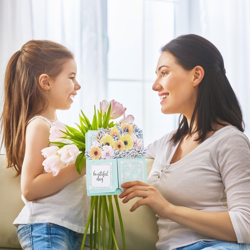 3D Flowers Bouquet Pop Up Card for Birthday Mothers Father's Day ...