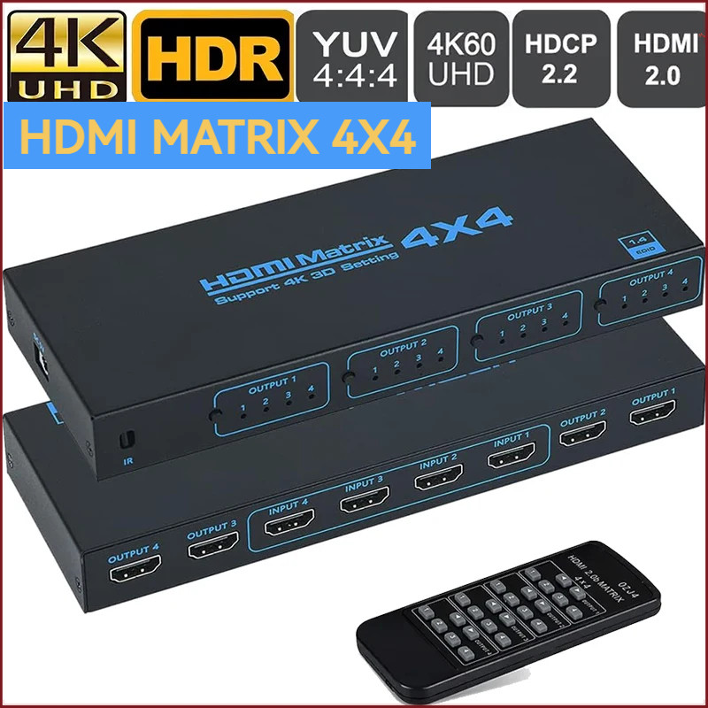 4K 60Hz HDMI Matrix Switch 4 in 4 out Matrix HDMI 2.0 Switcher Splitter ...