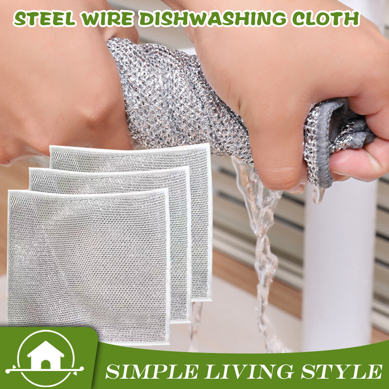Wire Cleaning Cloth Dishwashing Scrubber Non-Scratch Wire Dishcloth ...
