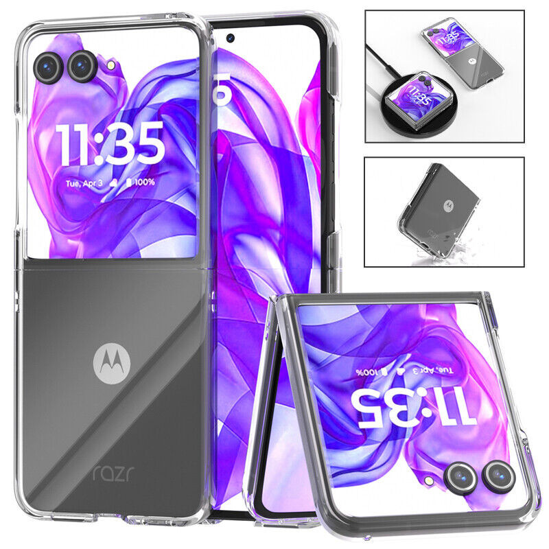 For Motorola Razr 50 Ultra Shockproof Clear PC Case Transparent Slim ...
