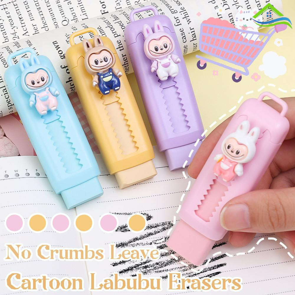 Creative Cartoon Labubu Push Pull Wiping Eraser School Stationery ...