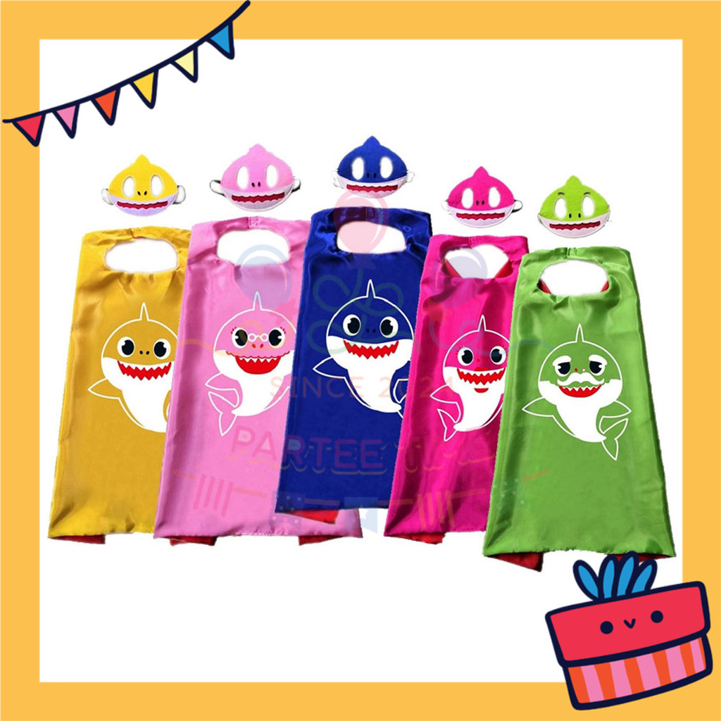 ParteeTime Kids Mask Cape Baby Shark Children Capes Birthday Party ...