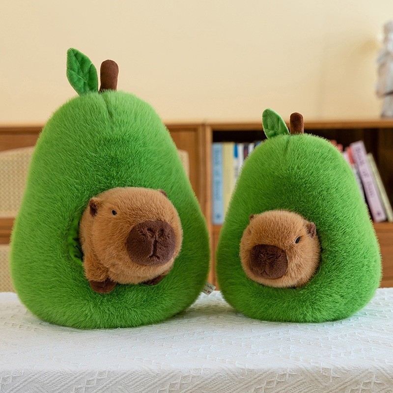2-In-1 Plush Doll Avocado Capybara Cartoon 2-In-1 Fluffty Toy Kawaii ...