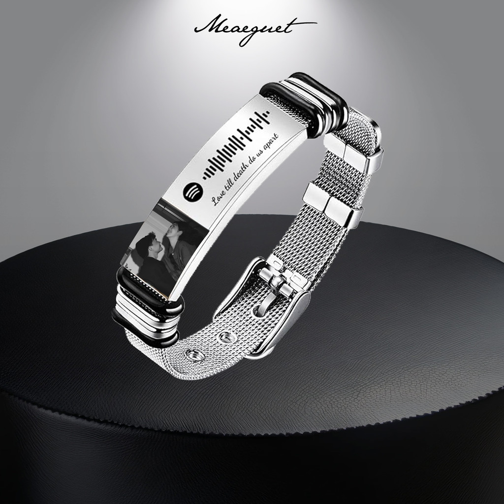 Meaeguet Personalized Picture Text Bracelets for Men Women,Custom Music ...