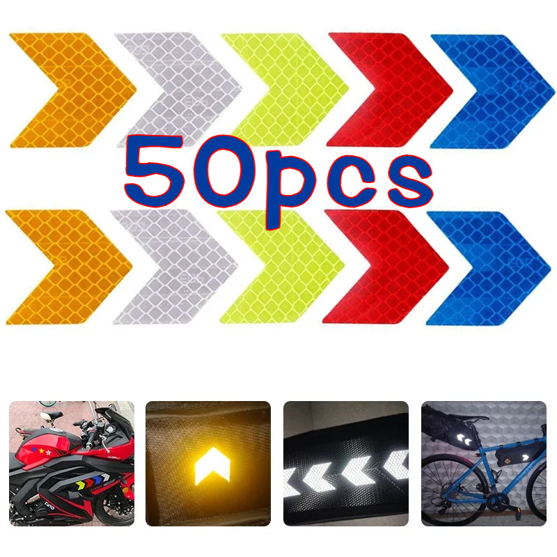 50Pcs/Set Night Driving Safety Driving Arrow Sign Reflective Stickers ...