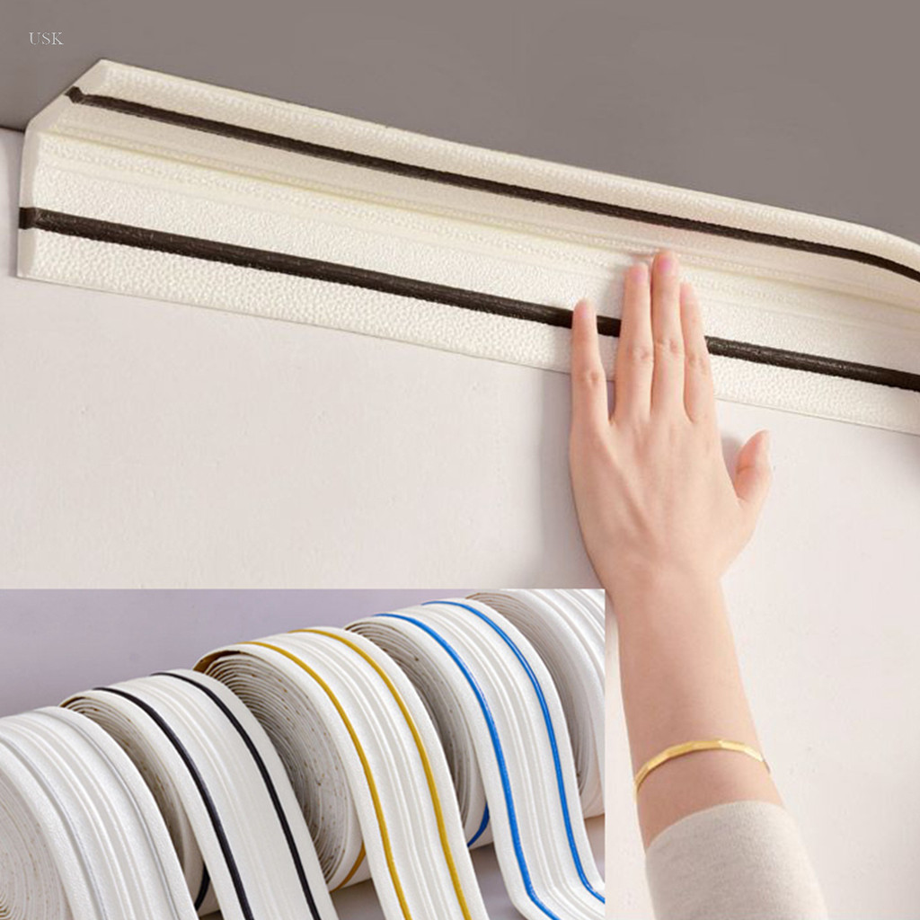 USK 230*14cm Self-adhesive Wall Skirting Strip Sticker Edge Banding ...
