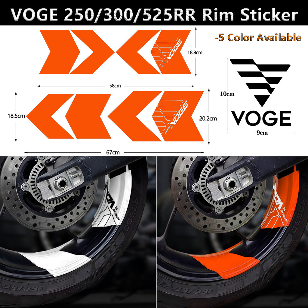 Motorcycle Wheel Sticker Hub Rim Stripe Tape Decal for VOGE 250 300RR ...