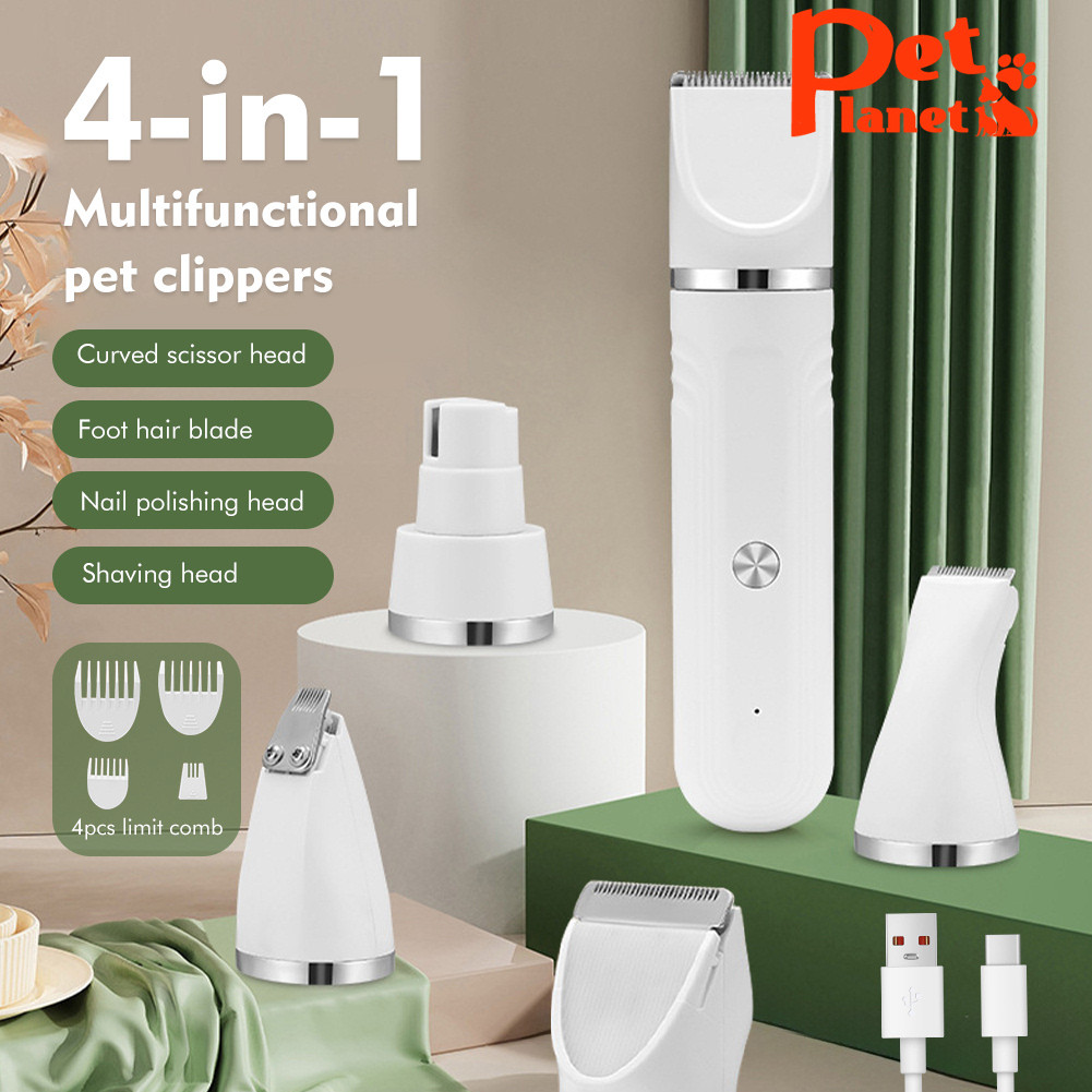 4 IN1 Pet Electric Hair Clipper Dog Cat USB Rechargeable Pet Razor Hair ...